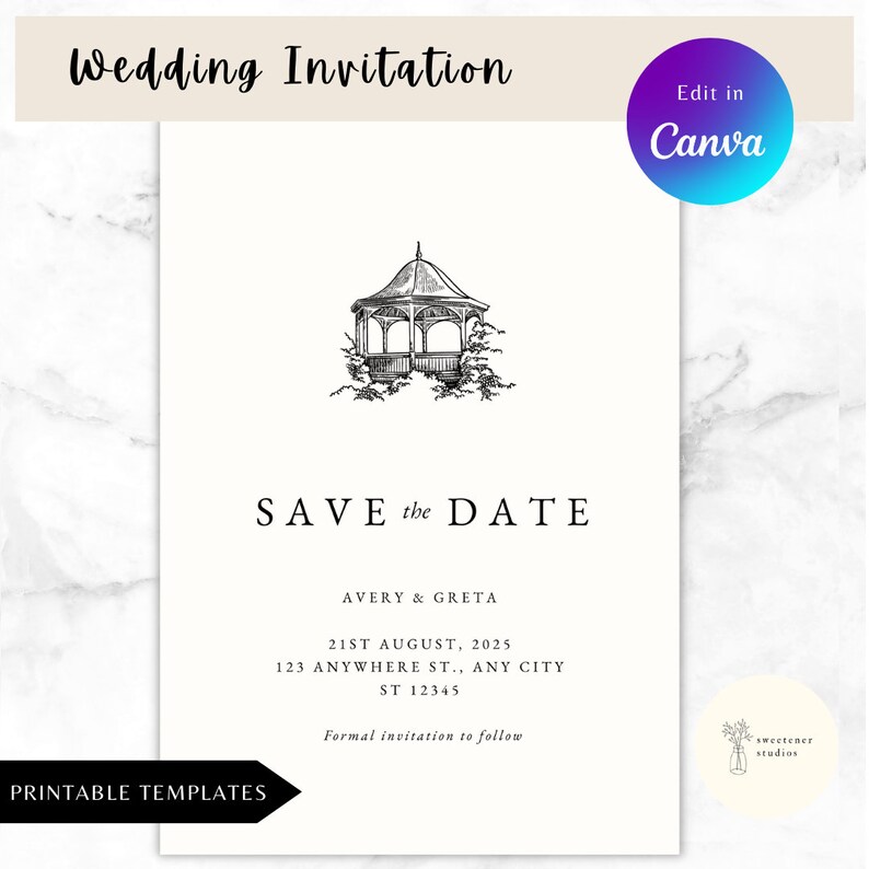 Wedding COMPLETE PACK Invitation Template, Beige Wedding Invite, Clean ...