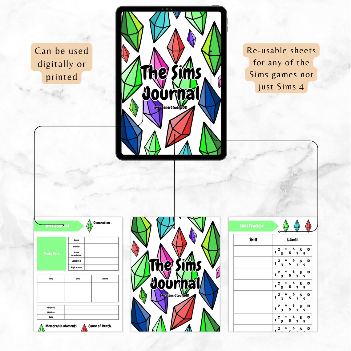 The Sims Journal, Sims Tracker, Planner, Profile, Digital Planner - Etsy