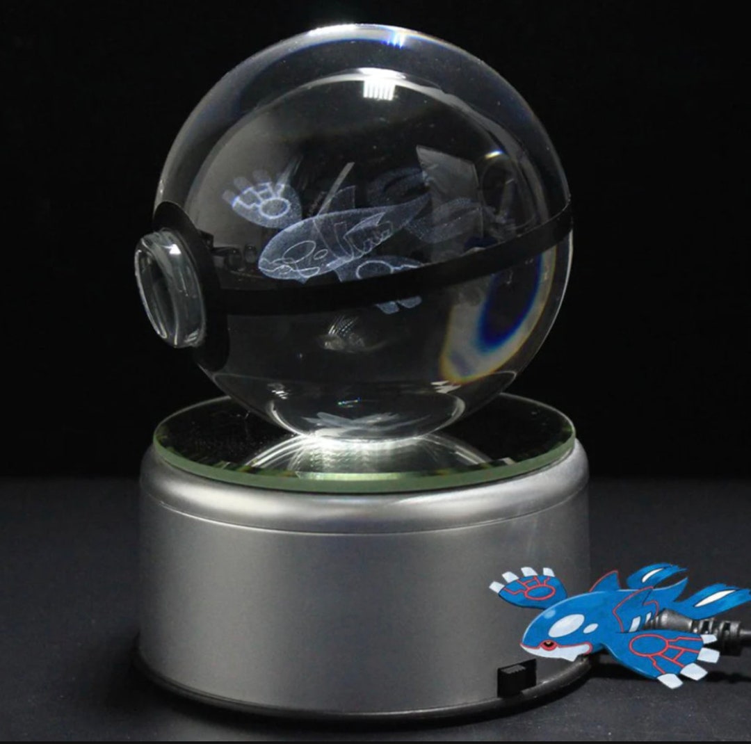 Kyogre Large Crystal Pokeball 3D Laser Engraving - Etsy