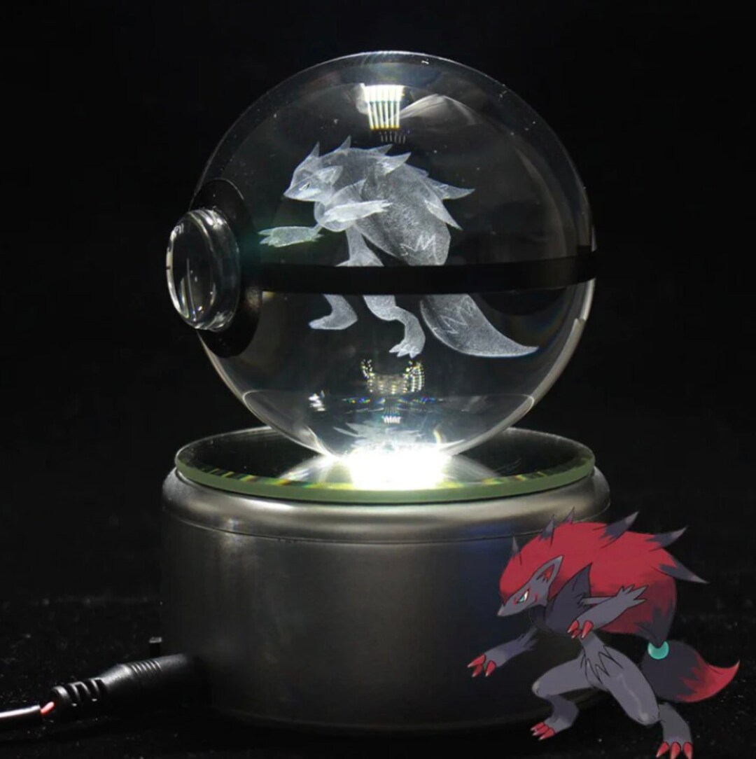 Zoroark Large Crystal Pokeball 3D Laser Engraving - Etsy