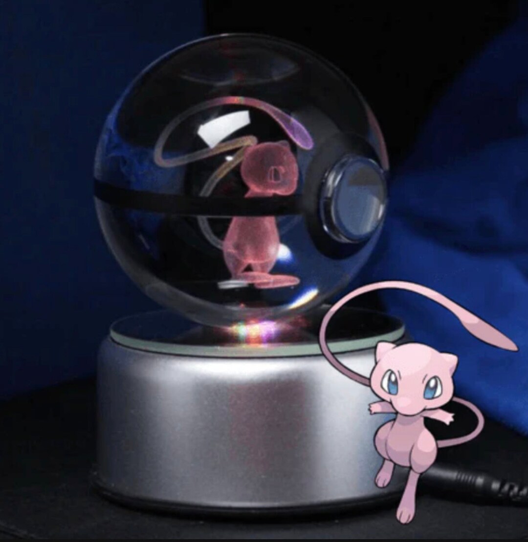 Mew Large Crystal Pokeball 3D Laser Engraving - Etsy