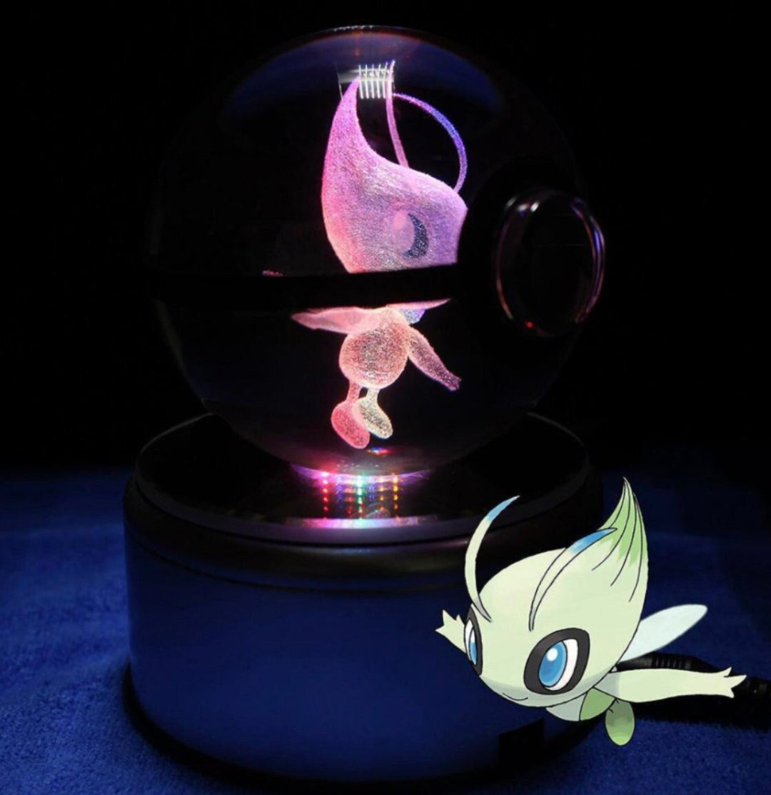 Celebi Large Crystal Pokeball 3D Laser Engraving - Etsy