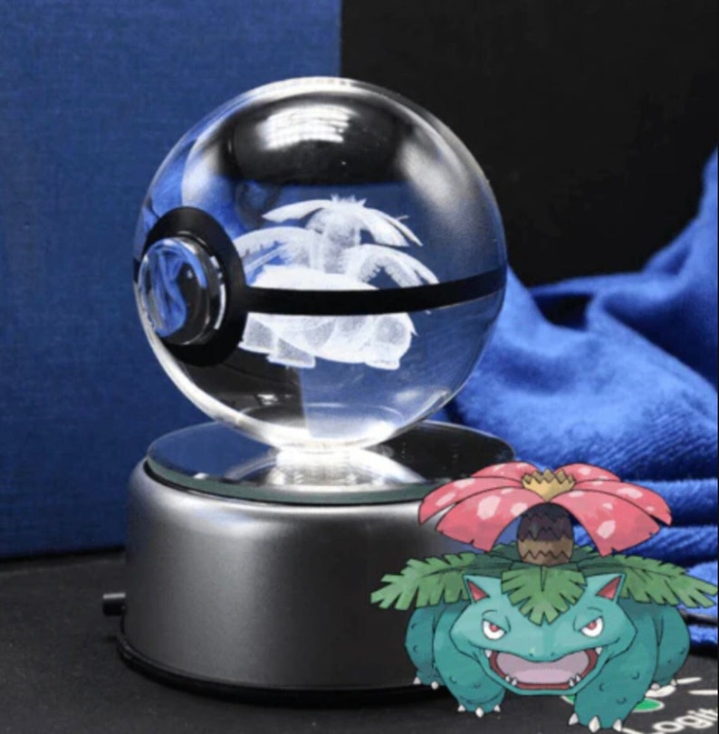 Venusaur Large Crystal Pokeball 3D Laser Engraving - Etsy Australia