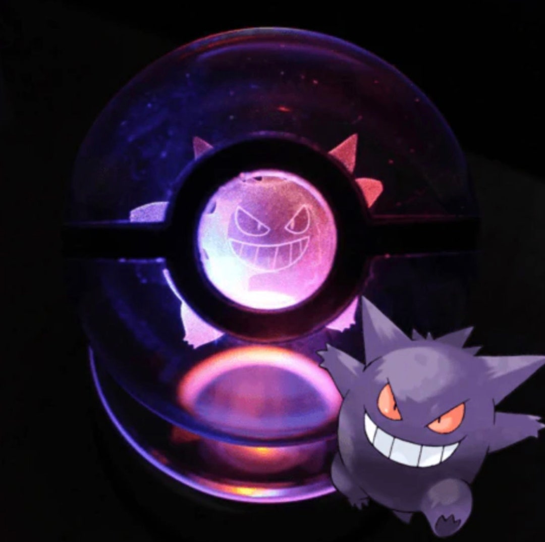 Gengar Large Crystal Pokeball 3D Laser Engraving - Etsy