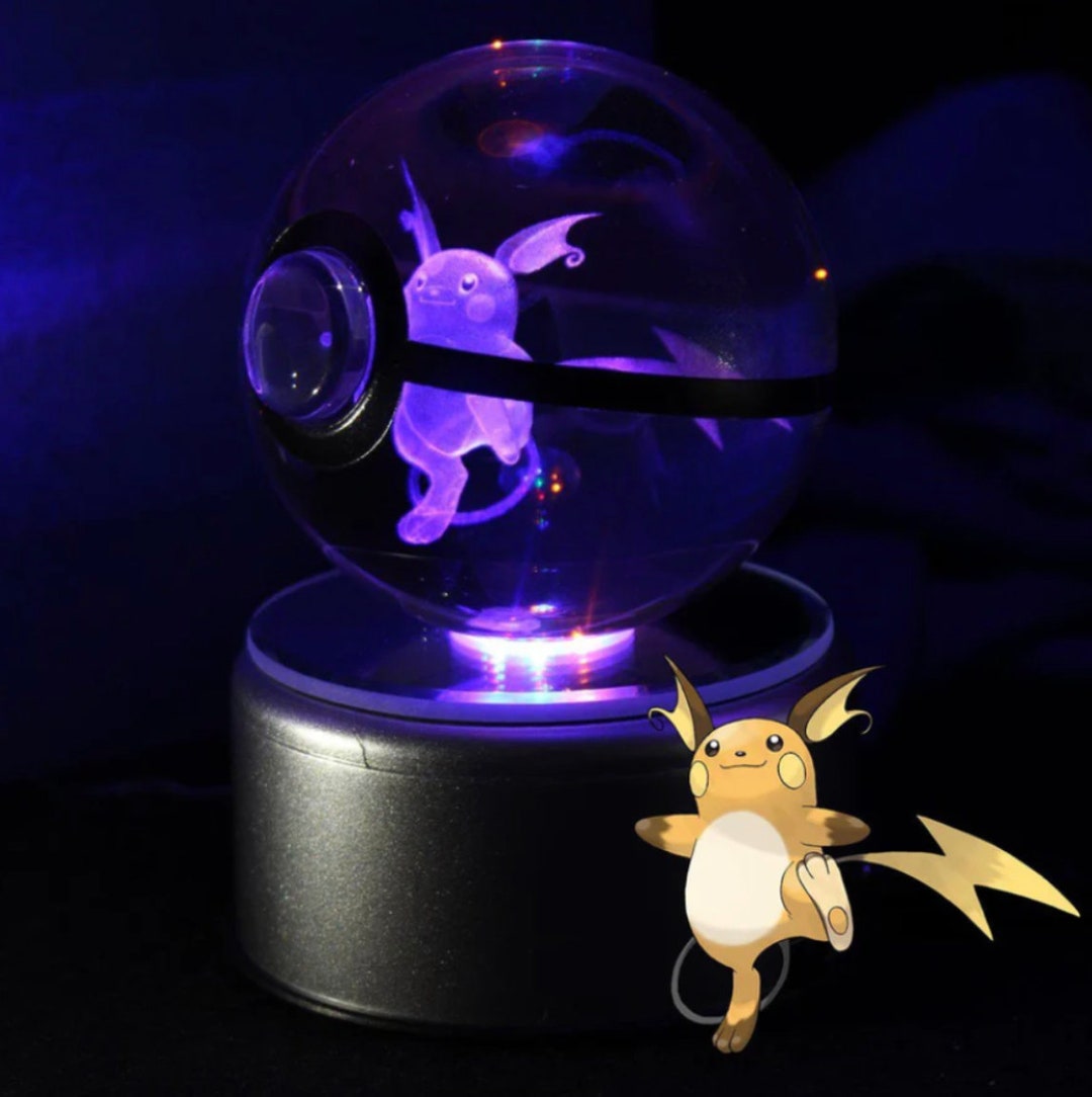Raichu Large Crystal Pokeball 3D Laser Engraving - Etsy