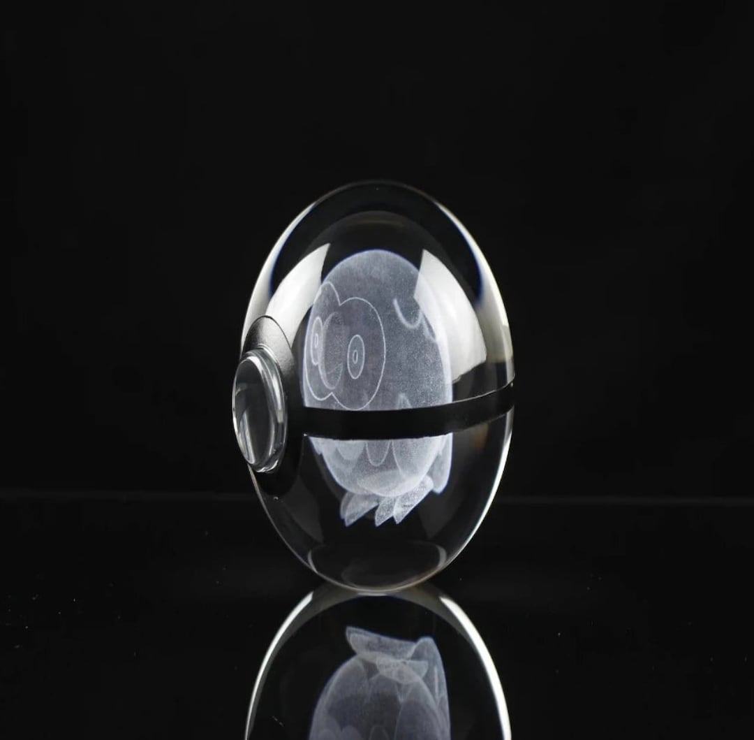 Rowlet Large Crystal Pokeball 3D Laser Engraving - Etsy