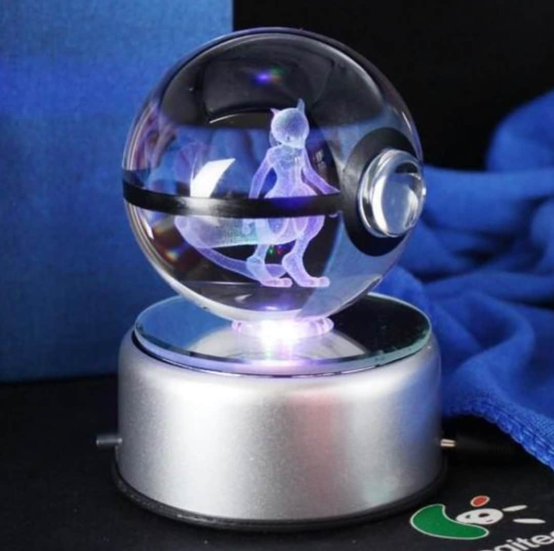 Mewtwo Large Crystal Pokeball 3D Laser Engraving - Etsy
