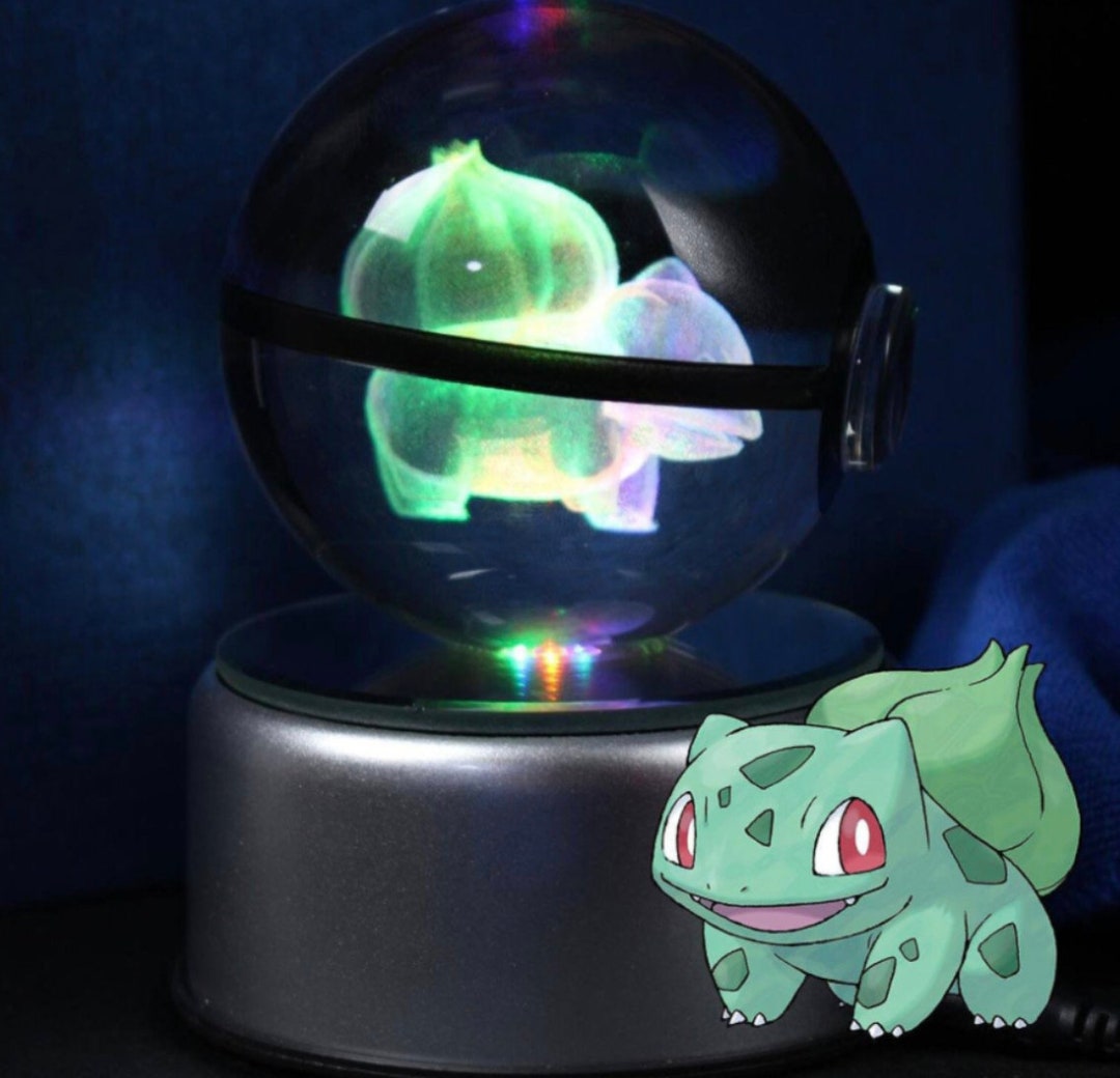 Bulbasaur Large Crystal Pokeball 3D Laser Engraving - Etsy