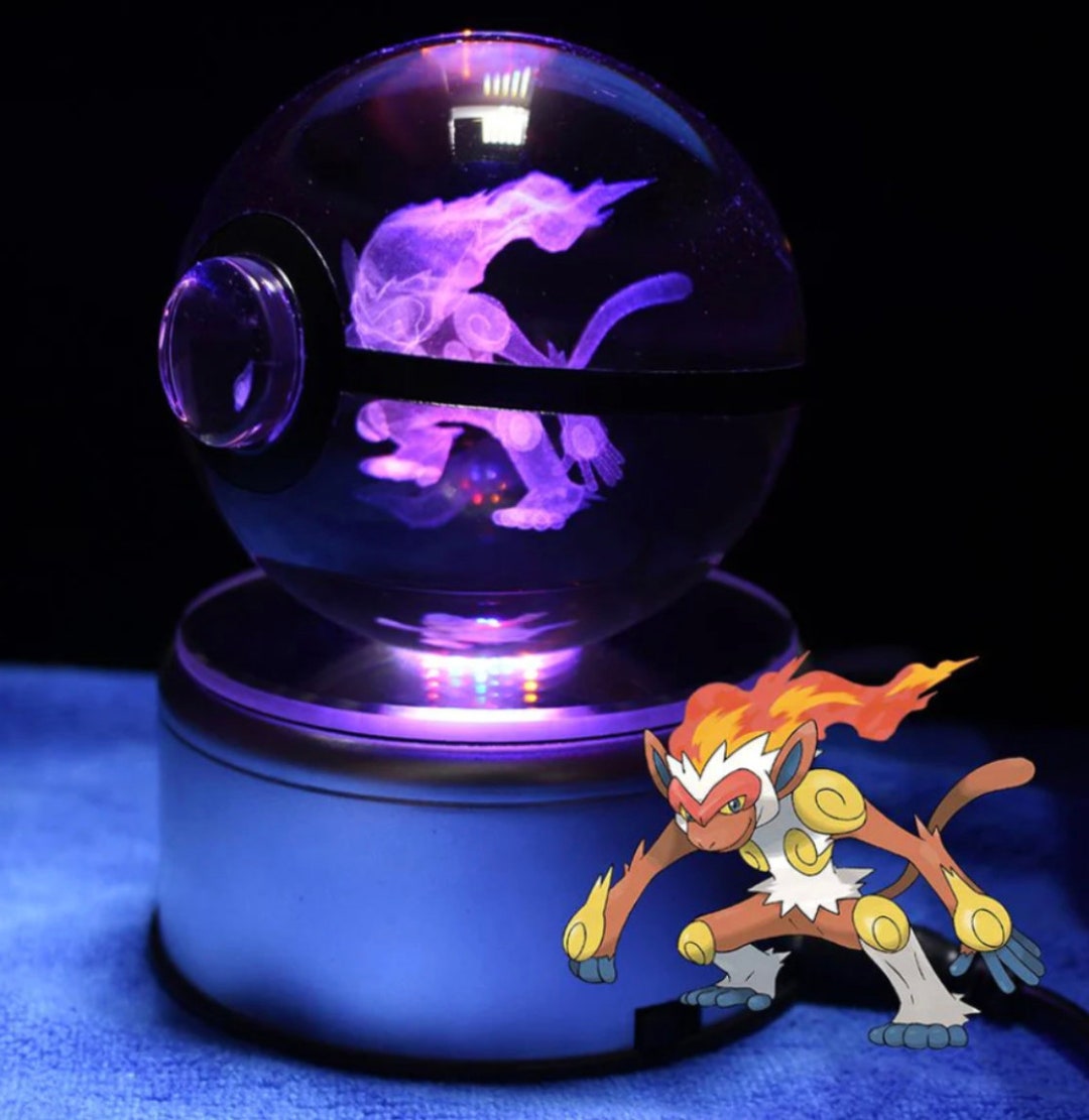 Infernape Large Crystal Pokeball 3D Laser Engraving - Etsy