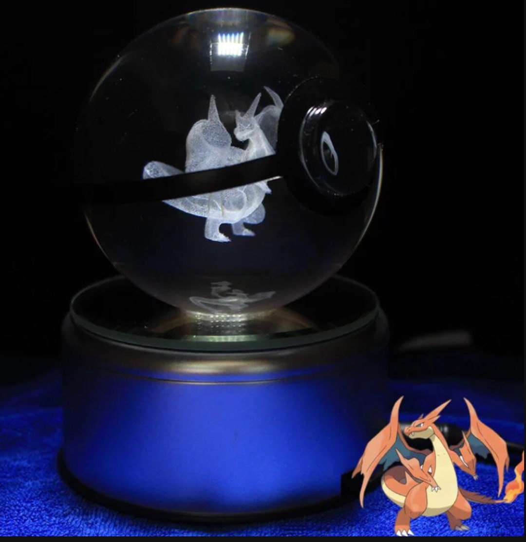 Mega Charizard Y Large Crystal Pokeball 3D Laser Engraving - Etsy
