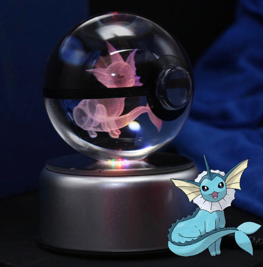 Vaporeon Large Crystal Pokeball 3D Laser Engraving - Etsy