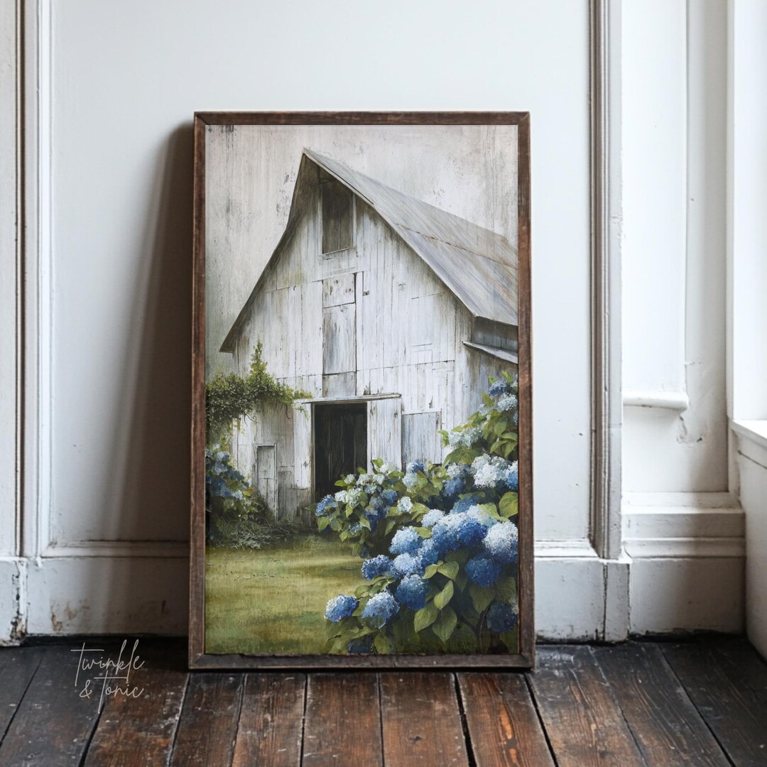 Vintage Barn Poster, Rustic Farmhouse Art, Dark Academia Painting ...