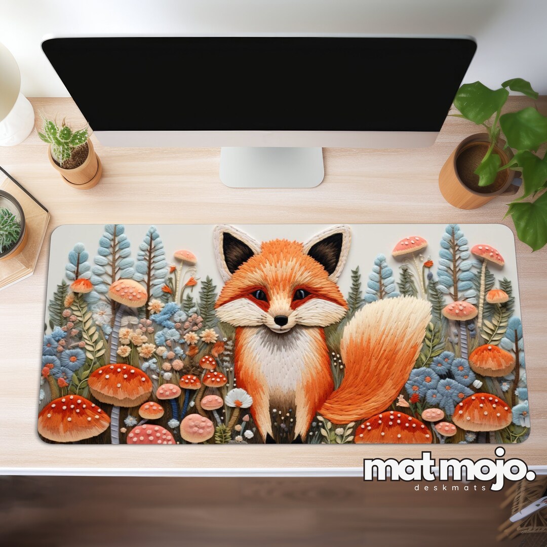 Fox Desk Mat, Cottagecore Deskmat, 3D Animal Mousepad, Woodland Mouse ...