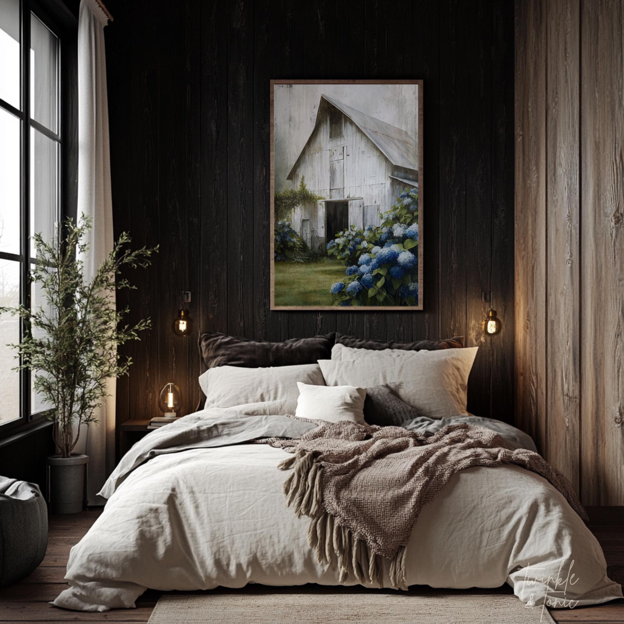 Vintage Barn Poster, Rustic Farmhouse Art, Dark Academia Painting ...