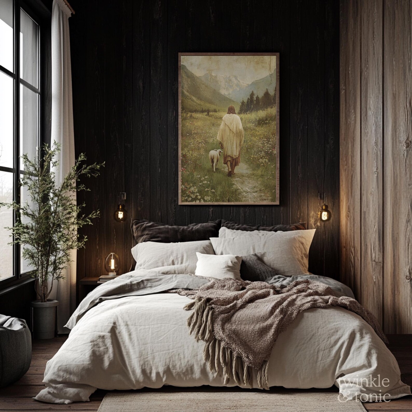 Good Shepherd Art, Christian Home Decor, Vintage Jesus Poster ...
