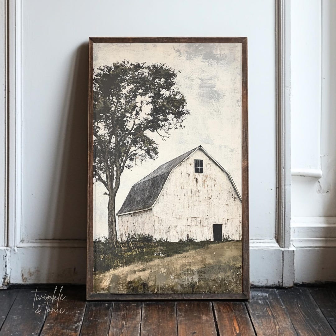 Vintage Barn Poster, Rustic Farmhouse Art, Dark Academia Painting ...