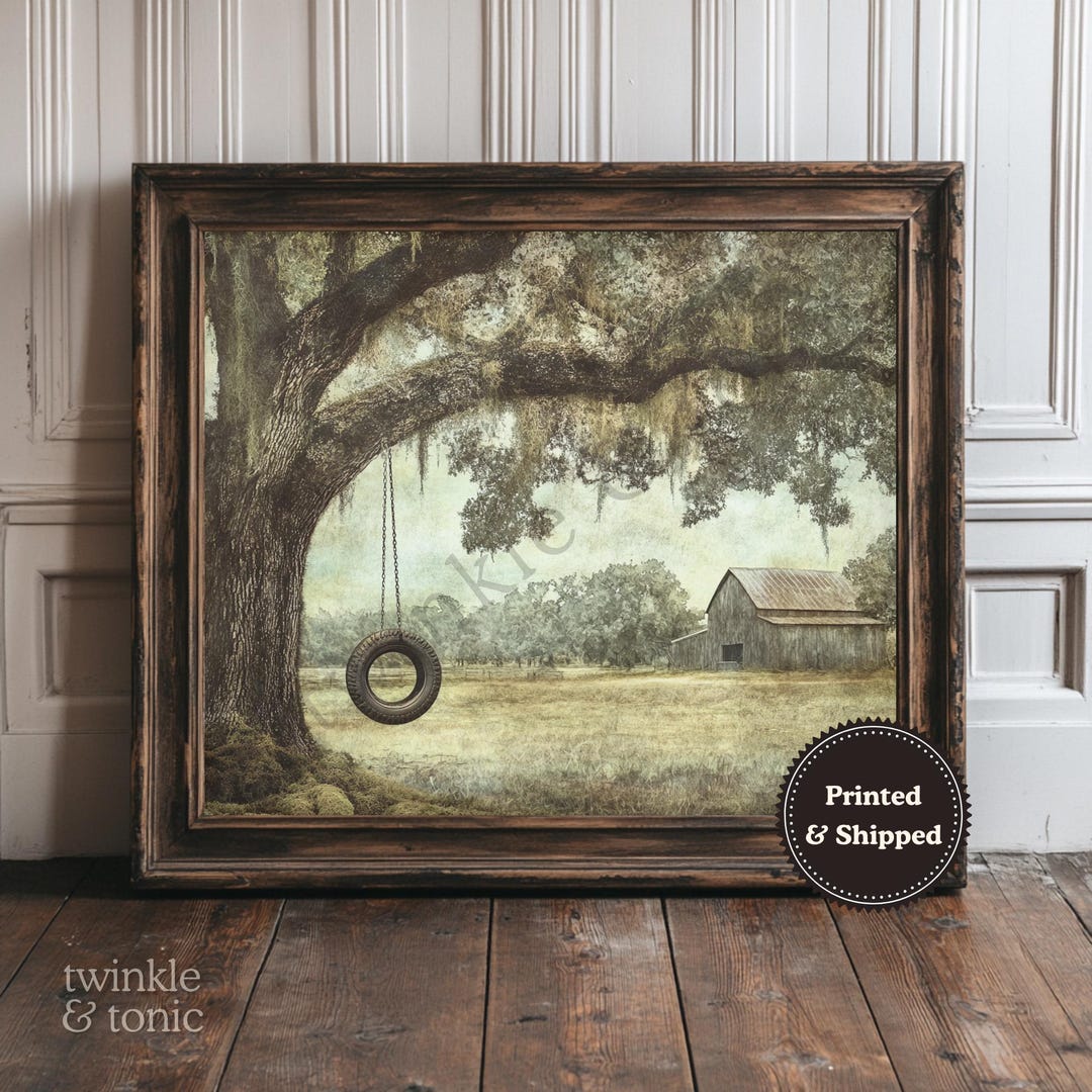 Vintage Barn Poster, Rustic Farmhouse Art, Dark Cottagecore Painting ...
