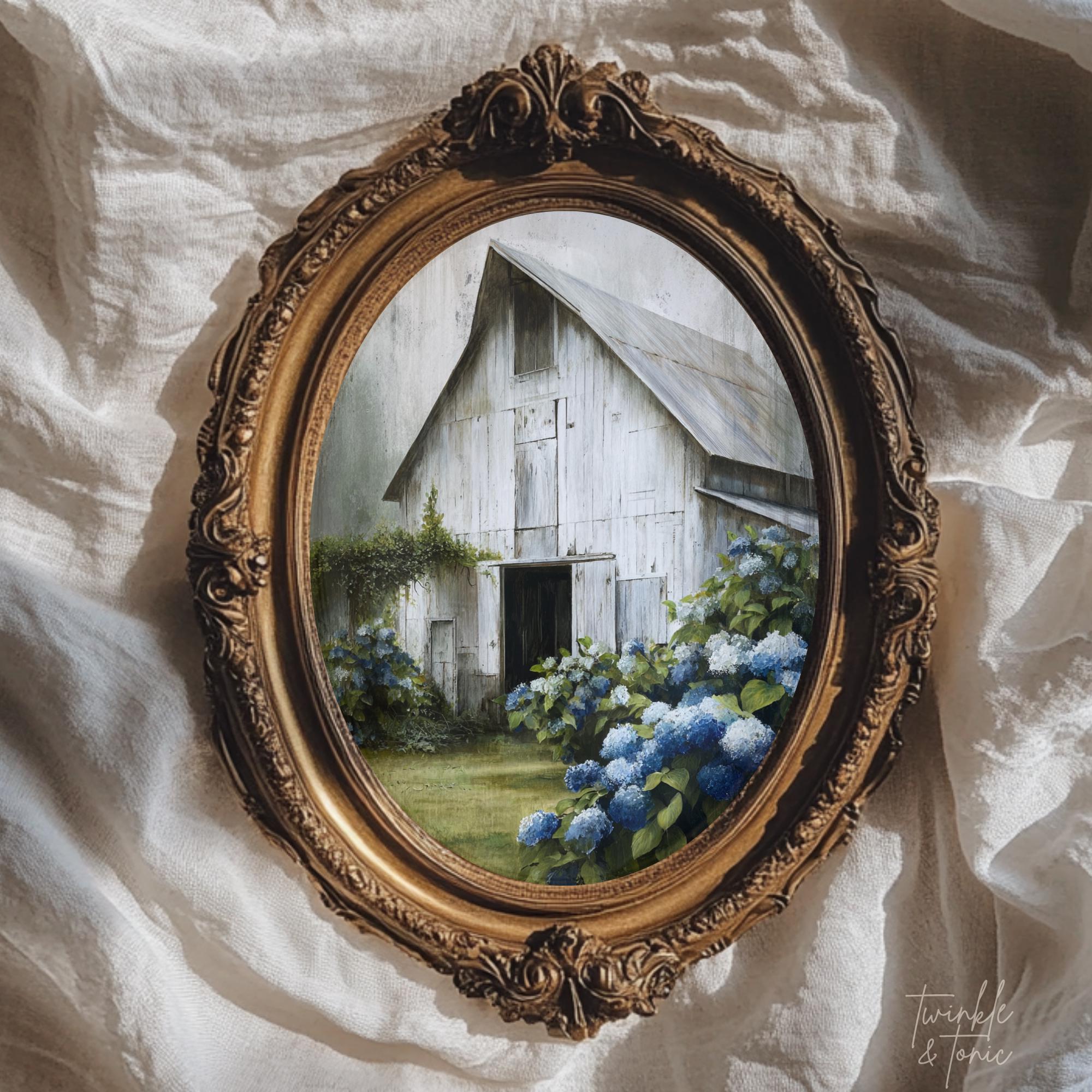 Vintage Barn Poster, Rustic Farmhouse Art, Dark Academia Painting ...
