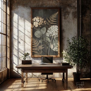 Vintage Hydrangeas Wall Art, Flower Dark Academia Home Decor, Moody ...