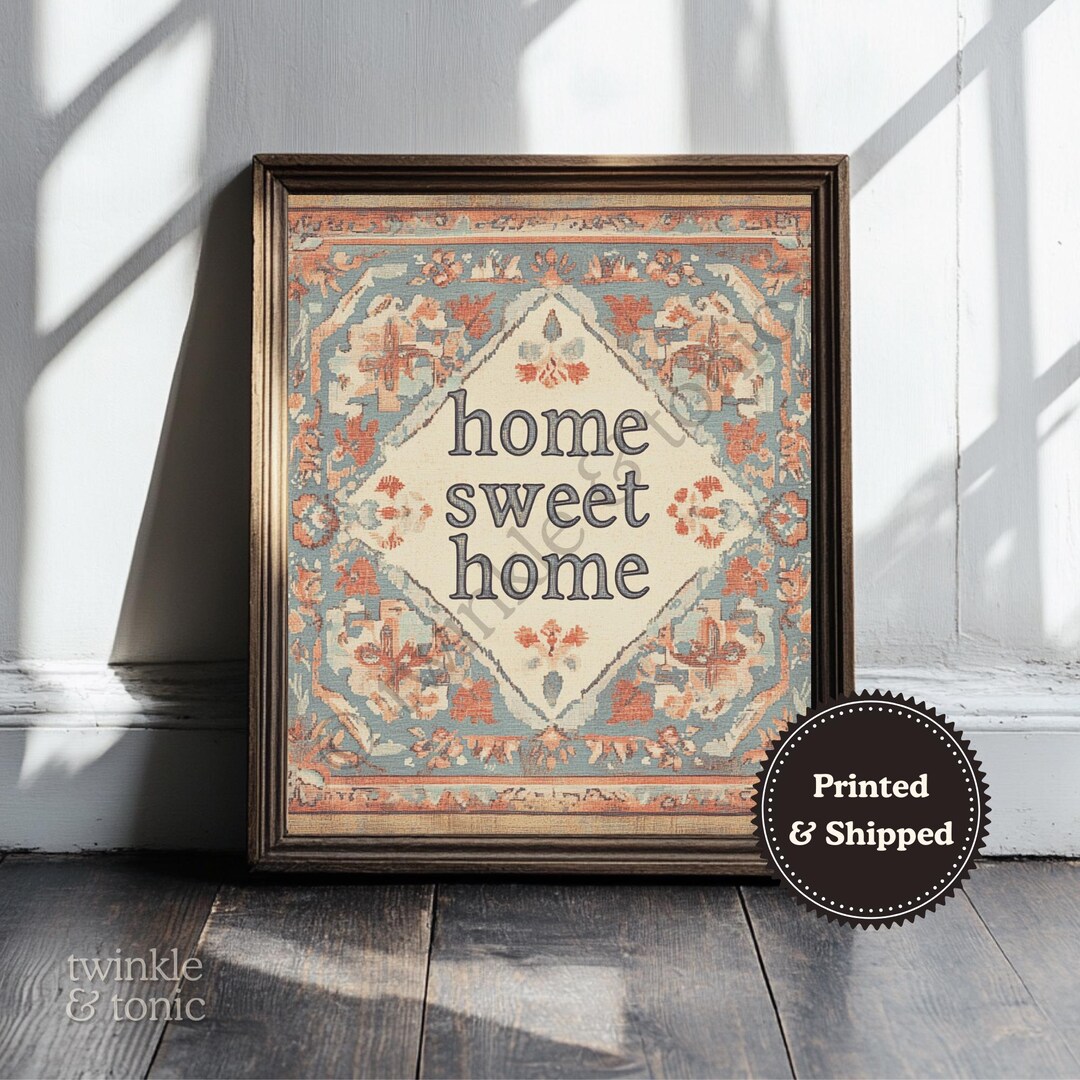 Home Sweet Home Poster Print, Vintage Floral Housewarming Painting ...
