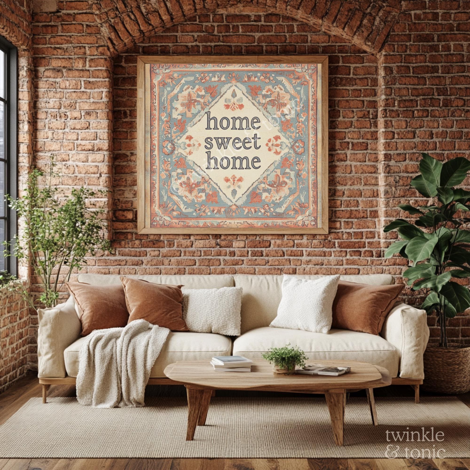 Home Sweet Home Poster Print, Vintage Floral Housewarming Painting ...