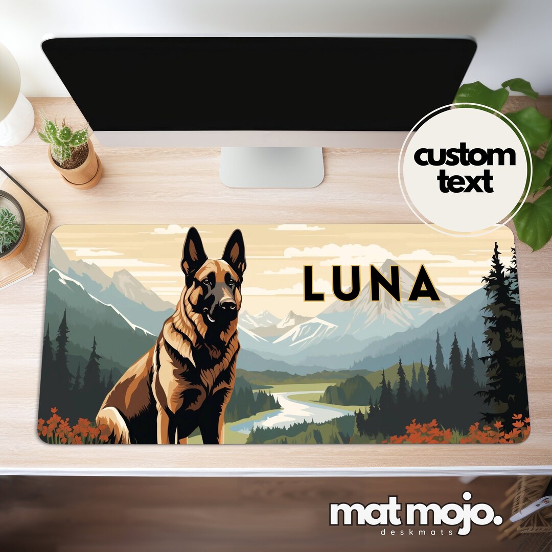 Custom German Shepherd Desk Mat, Personalized Pet Name GSD Mouse Pad ...