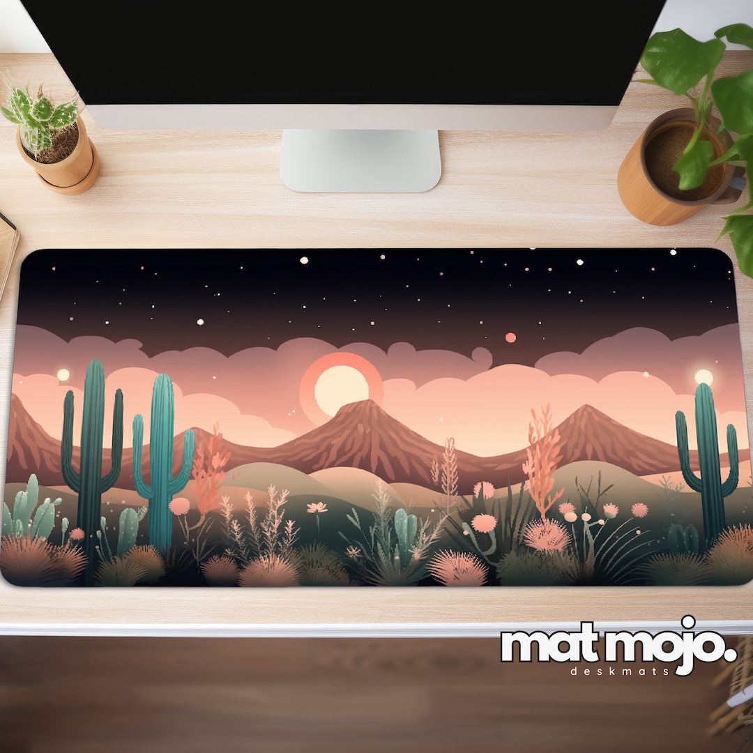 Cactus Desk Mat, Desert Room Decor, Large Mouse Pad, Southwest Decor ...