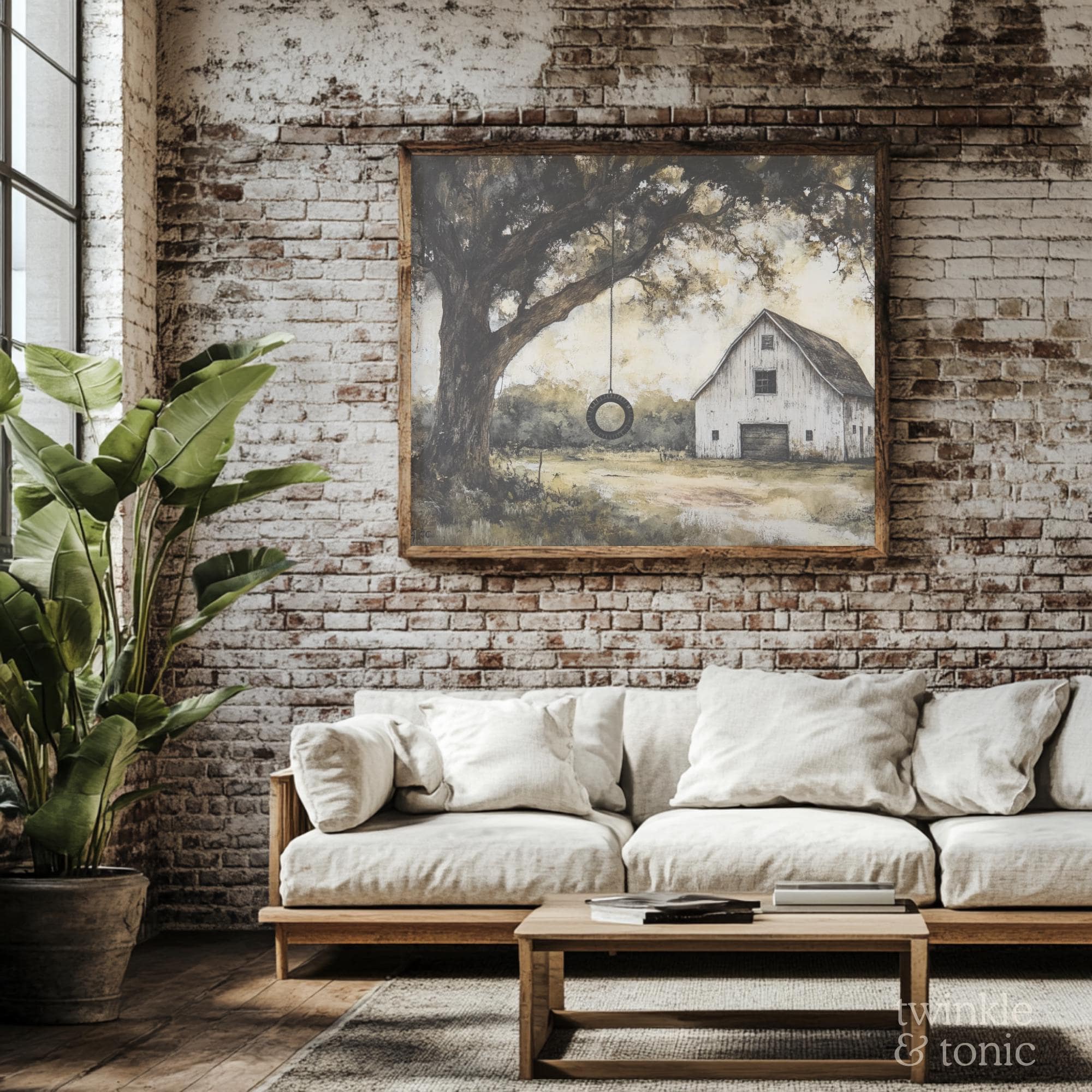 Vintage Barn Poster, Rustic Farmhouse Art, Dark Cottagecore Painting ...