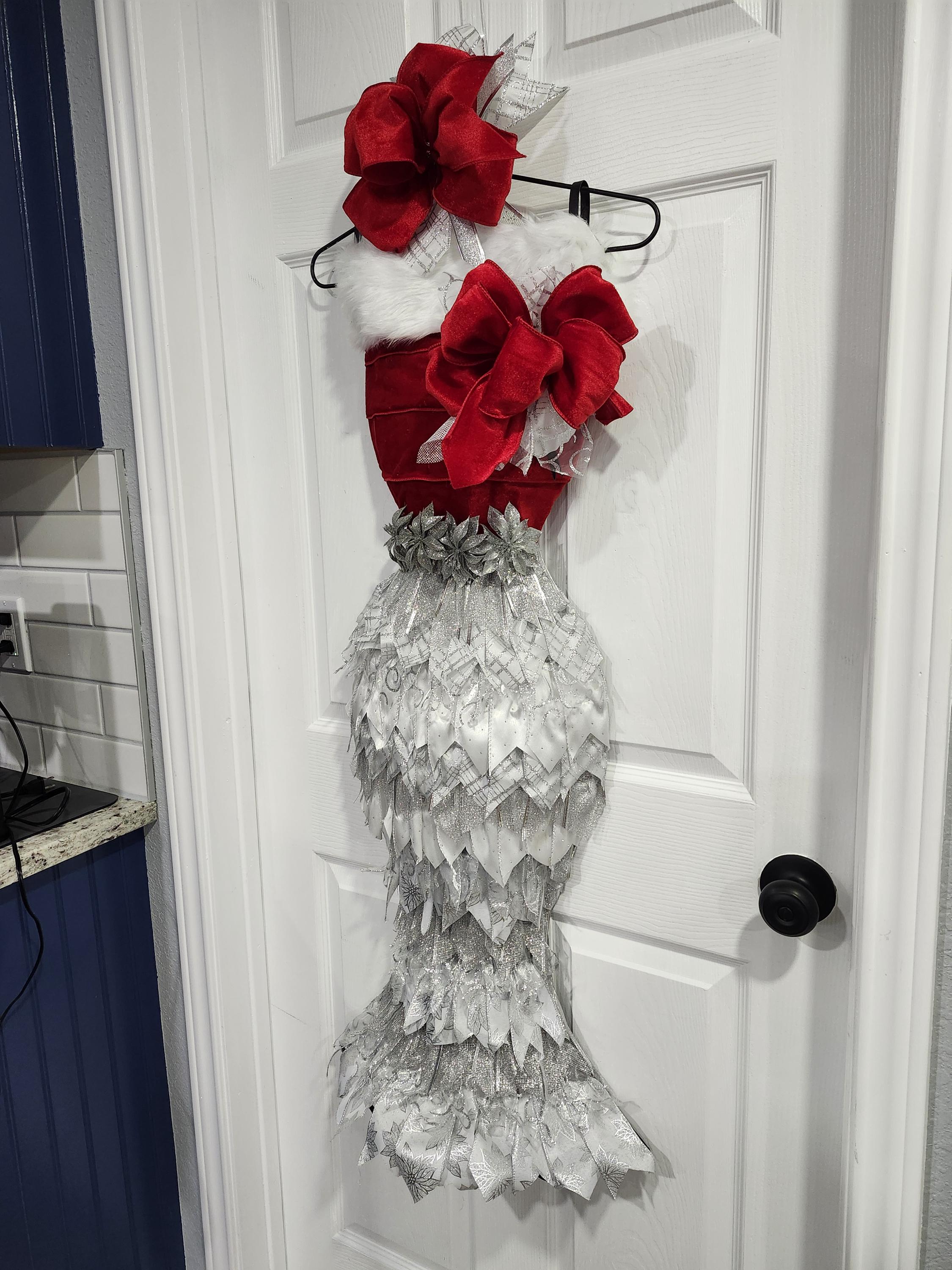 Handmade Holiday Dress Form Wreath: Red Velvet & Silver Couture Decor ...