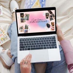 Pink Digital Vision Board Canva Template Wallpaper, Editable 2024 ...