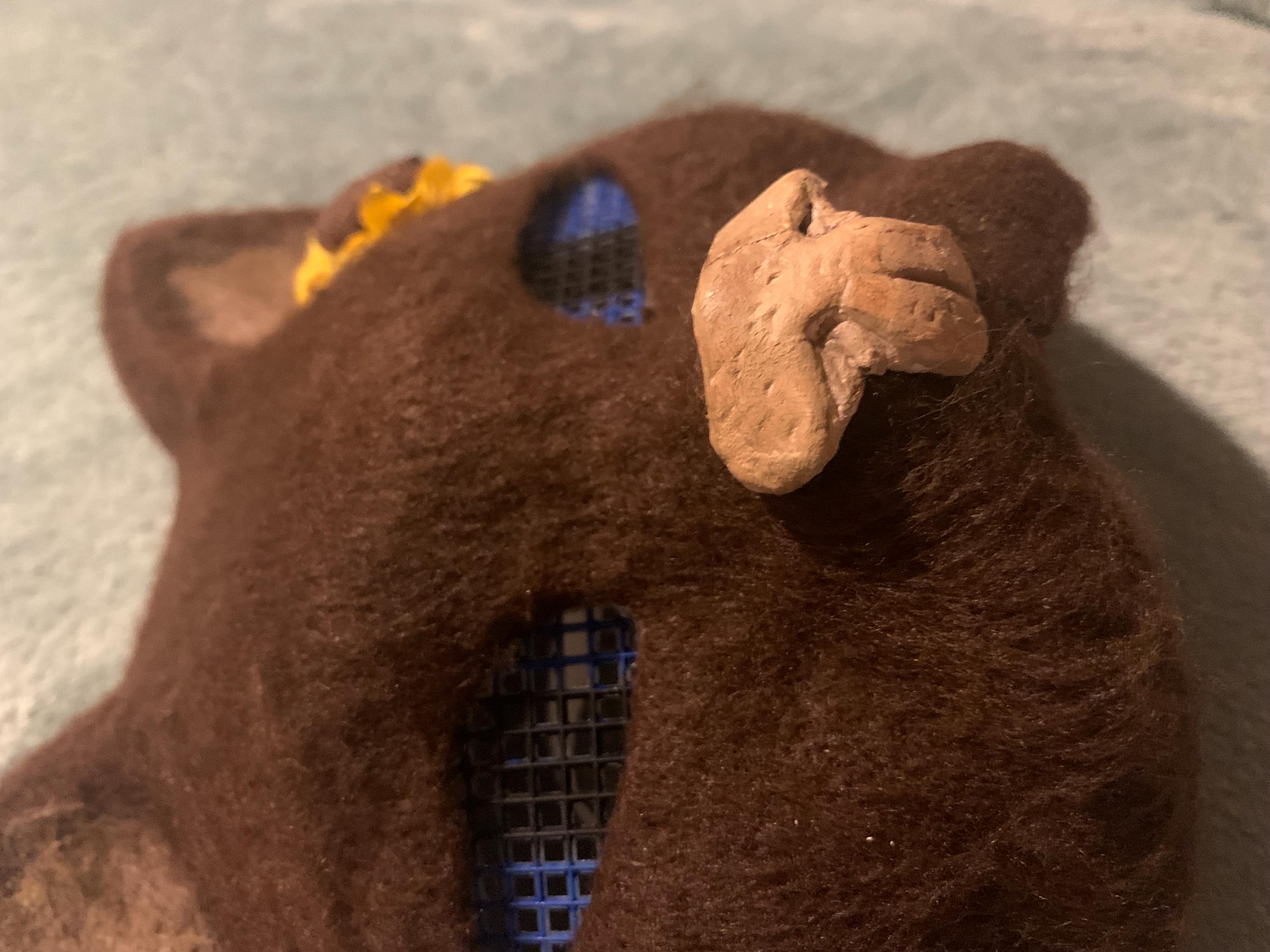 Brown Therian Can Felt Mask With Blue Mesh Eyes - Etsy