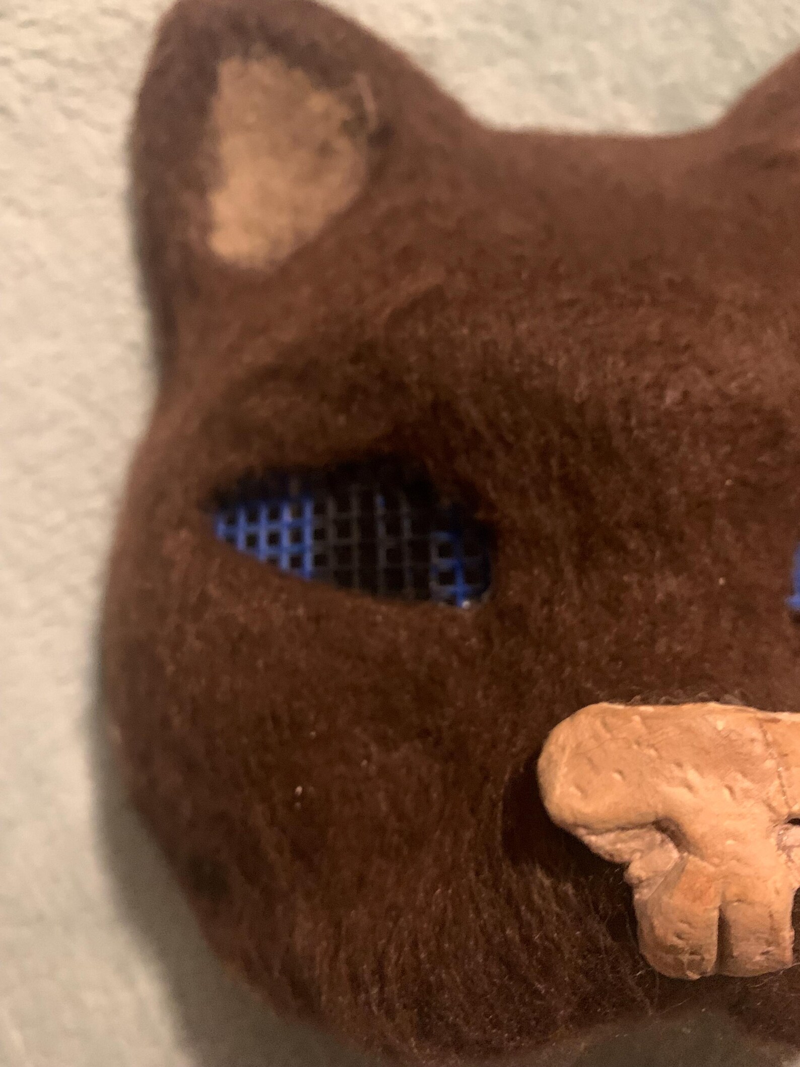 Brown Therian Can Felt Mask With Blue Mesh Eyes - Etsy