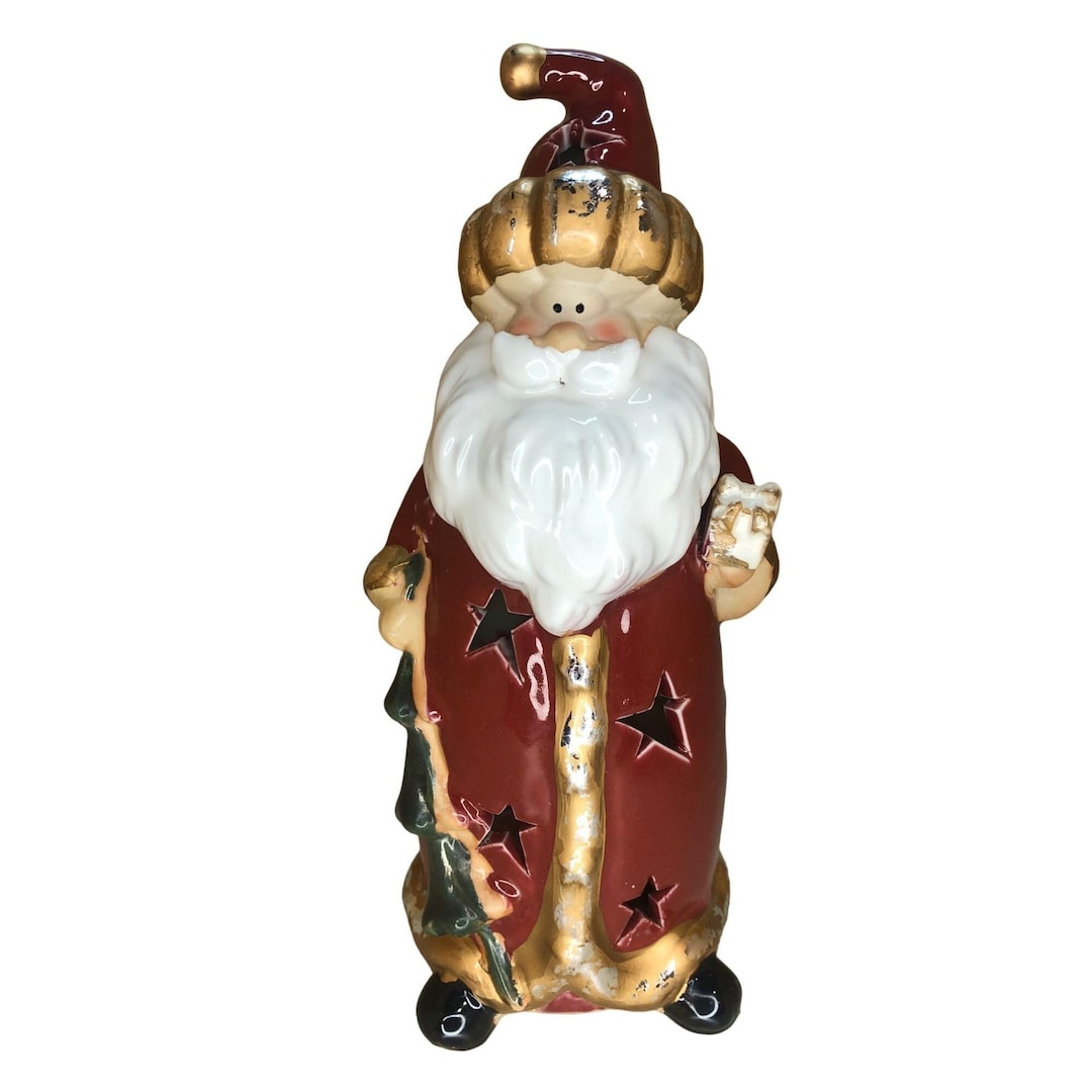Vintage Santa Tea Light Holder With Cut-out Stars- Numbered 15307 - Etsy