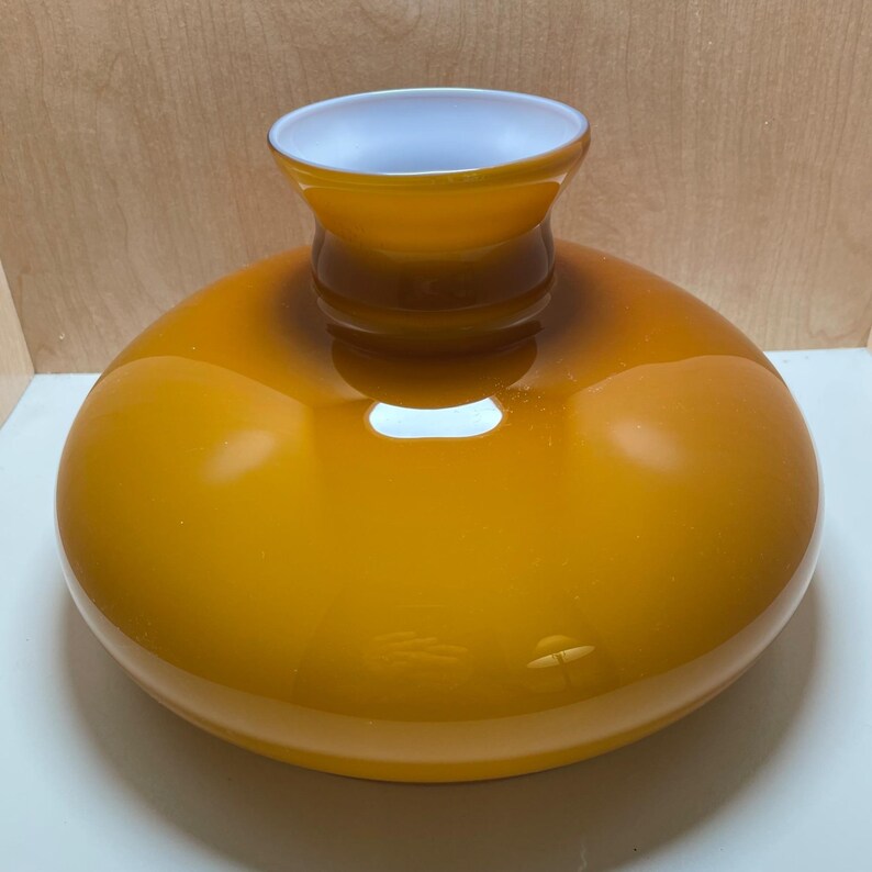 Mid-century Amber Glass Light Shade With White Interior - Etsy
