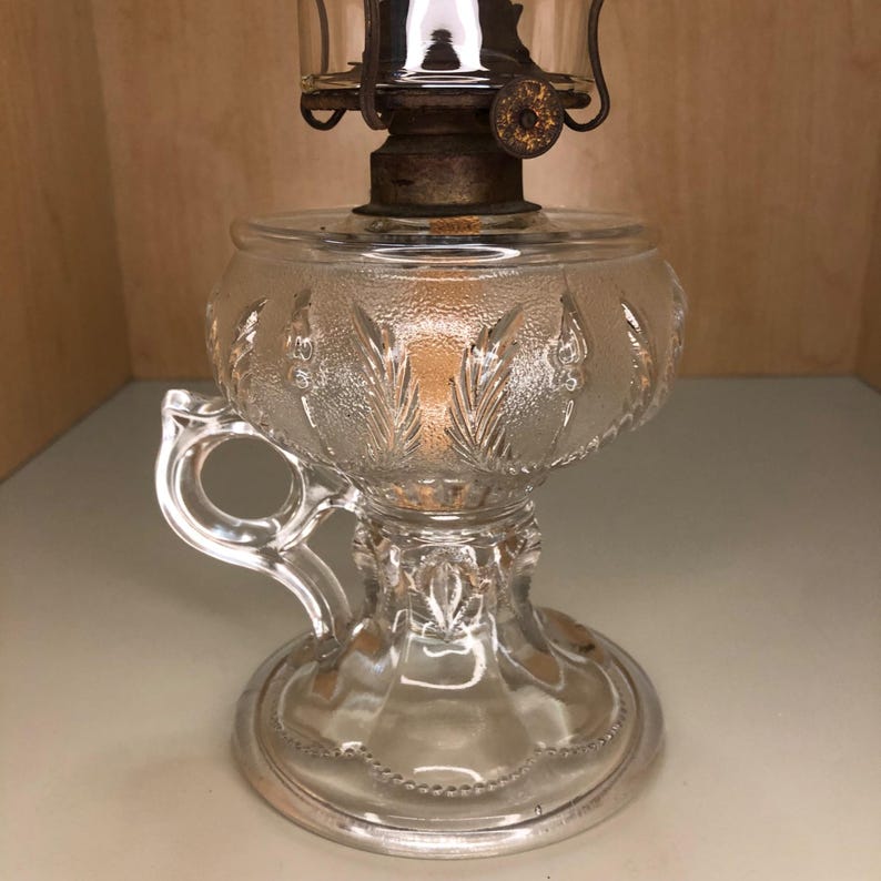 Antique Large Crystal Oil Lamp With Handle - Etsy