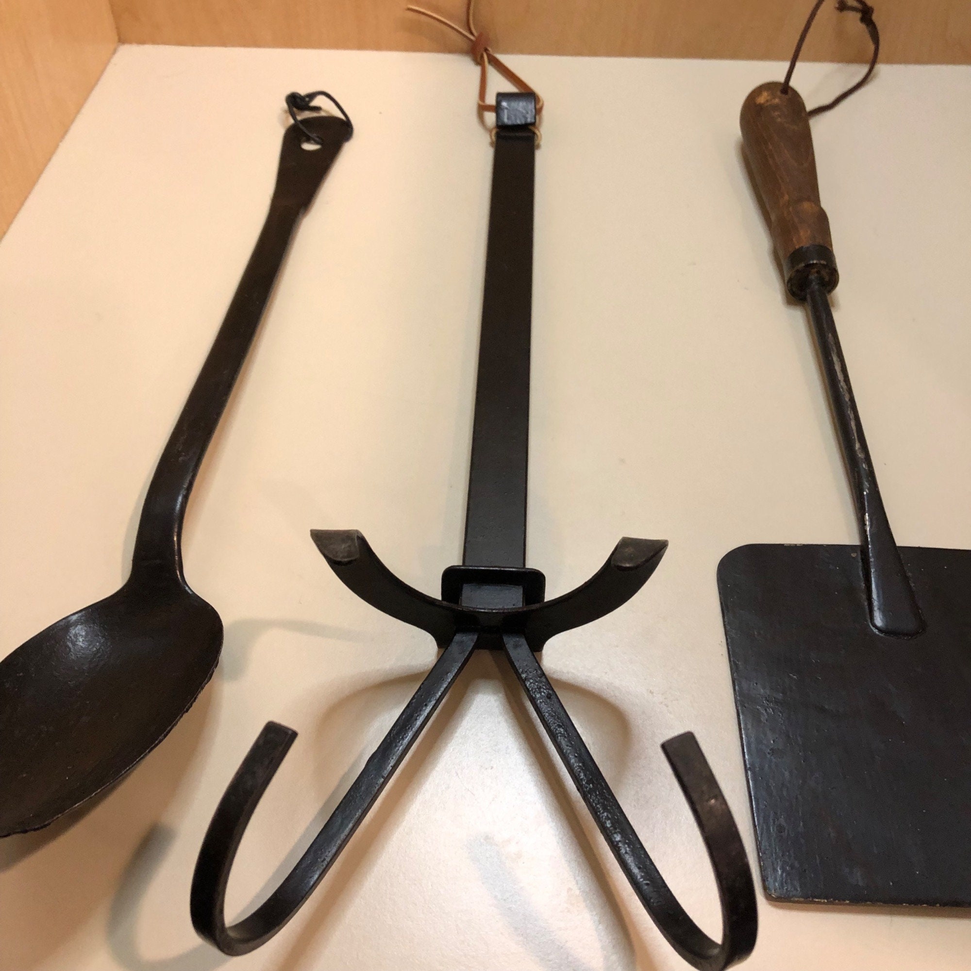 XL Hand Forged Vintage Iron Cooking Utensils - Etsy