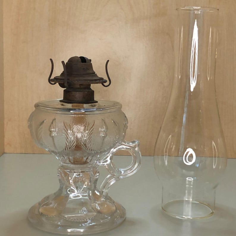 Antique Large Crystal Oil Lamp With Handle - Etsy