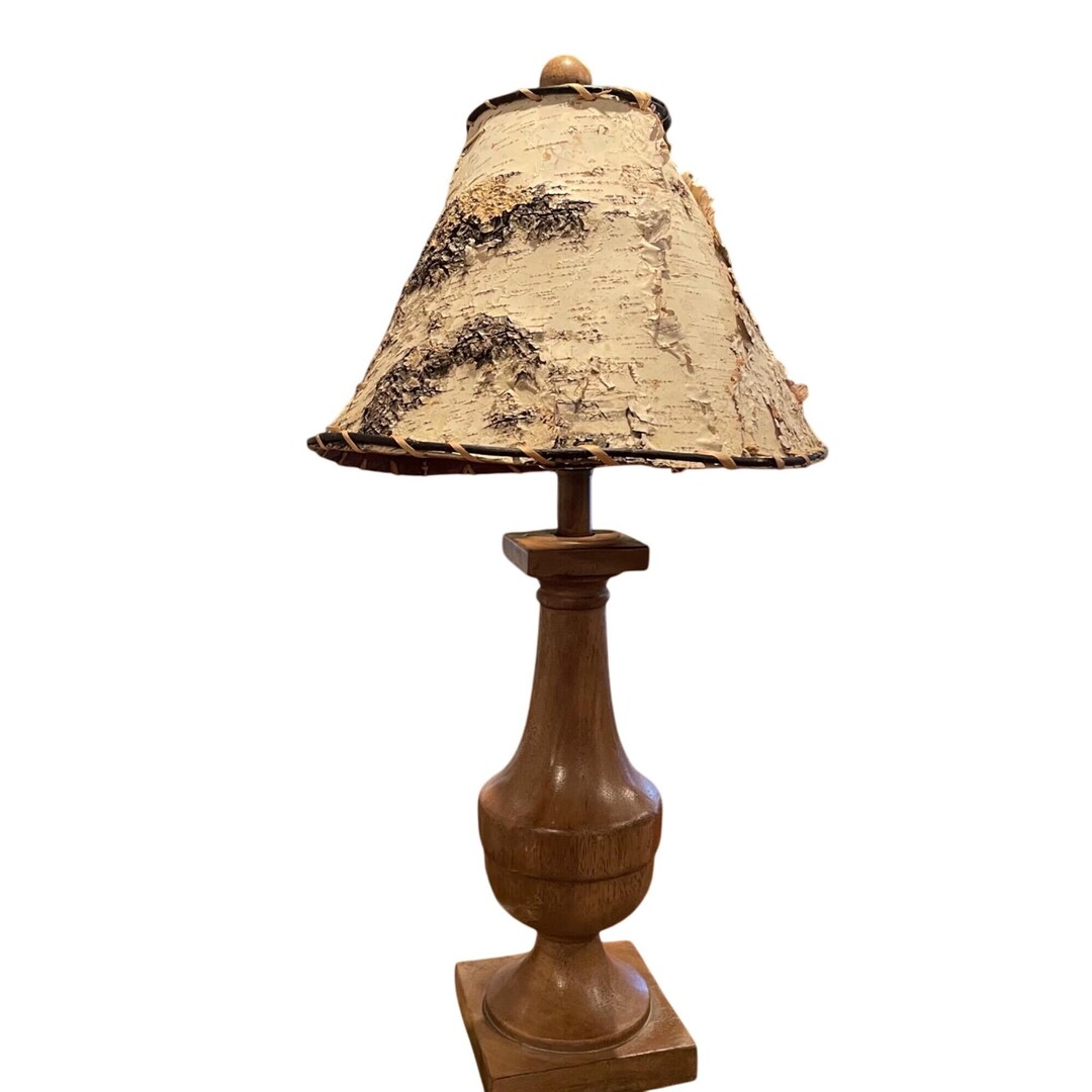 Handcrafted Rustic Birch Bark Lampshade With Wooden Base - Etsy