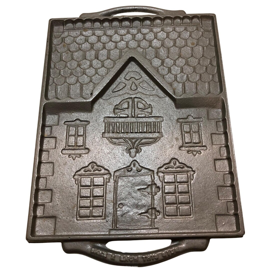 John Wright Large Cast Iron Gingerbread House Christmas 2 Sided Molds ...