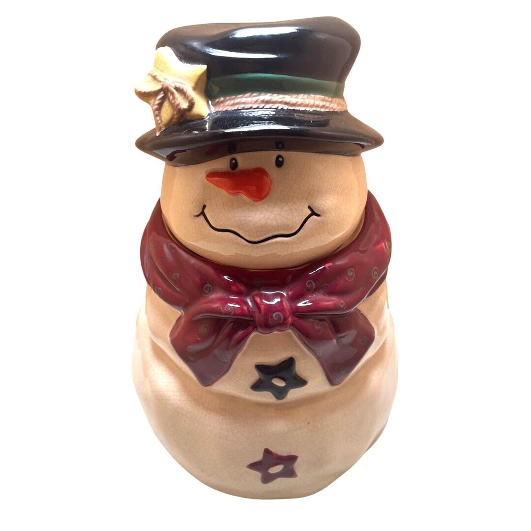 Bella Casa by Ganz Snowman Cookie Jar With Hat & Scarf Ceramic ...