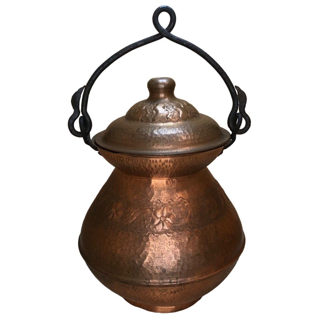 Vintage Handmade Hindu Religious Ritual Water Pot With Cast Iron Handle ...