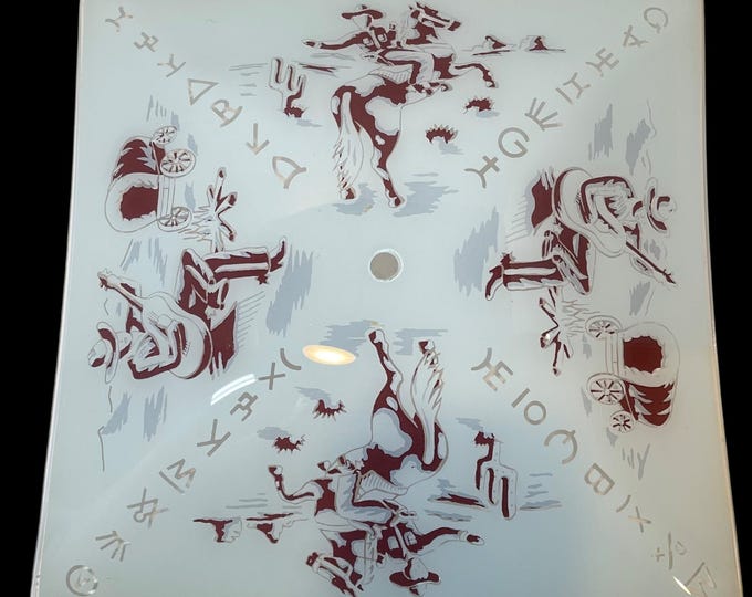 Vintage Square Glass Ceiling Light Shade With Western Cowboy Rodeo ...