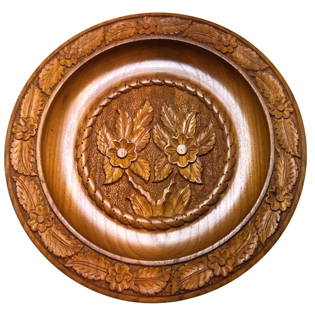 Beautiful Carved Floral Wooden Deep Dish for Wall/table - Etsy