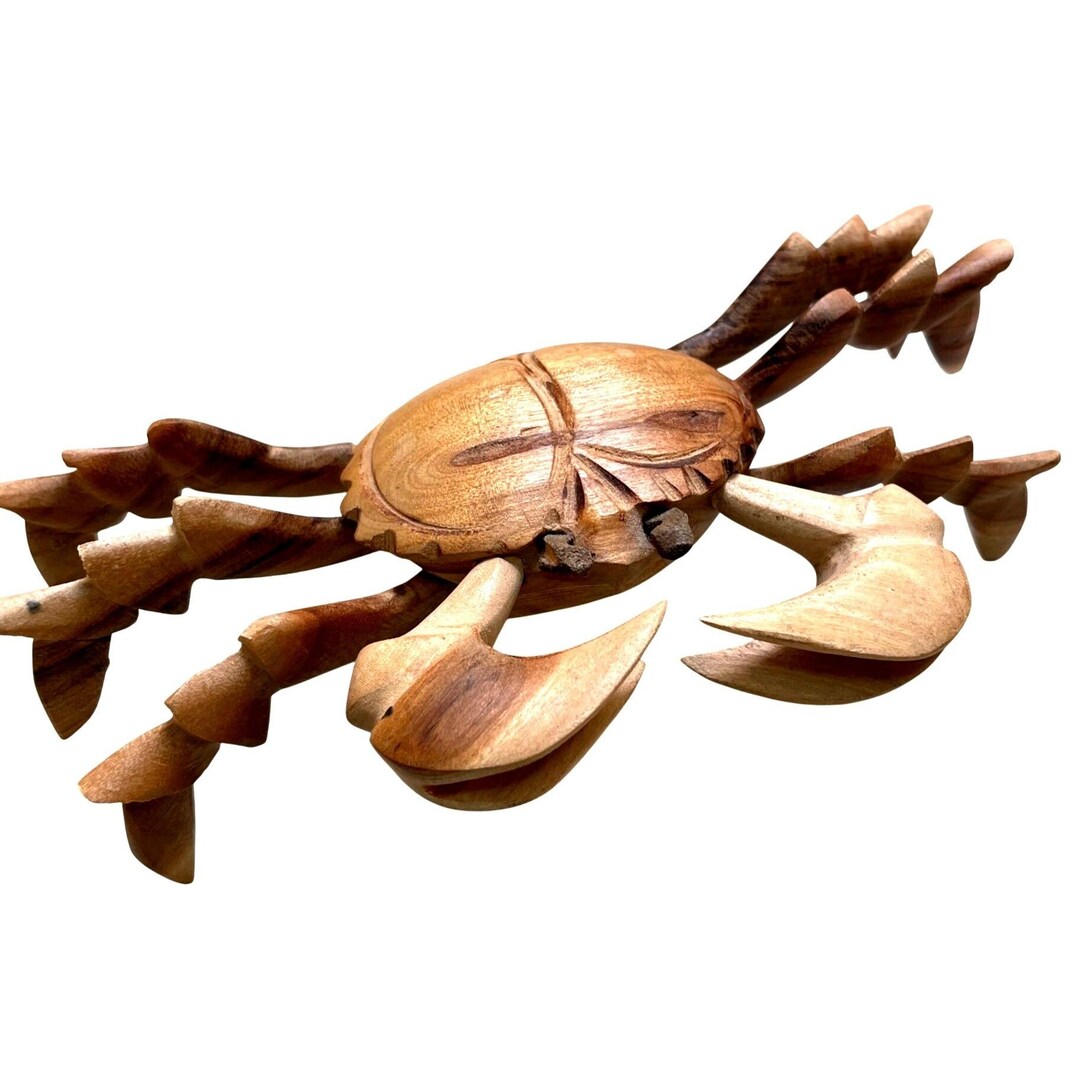 Hand-carved Wooden Crab Sculpture Puzzle 7" Art Decor Collectible - Etsy