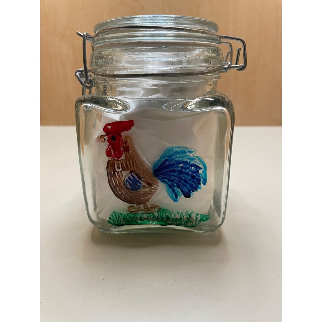 Vintage Embossed and Painted Rooster Lidded Mason Jar 5" - Etsy