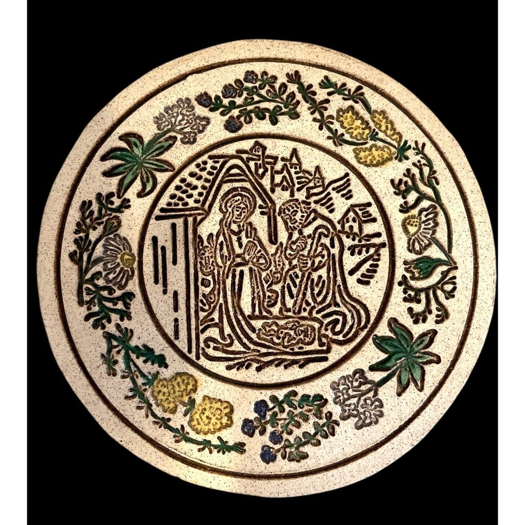 Amaranth Stoneware Ltd. Handcrafted Nativity Themed Ceramic Trivet With ...