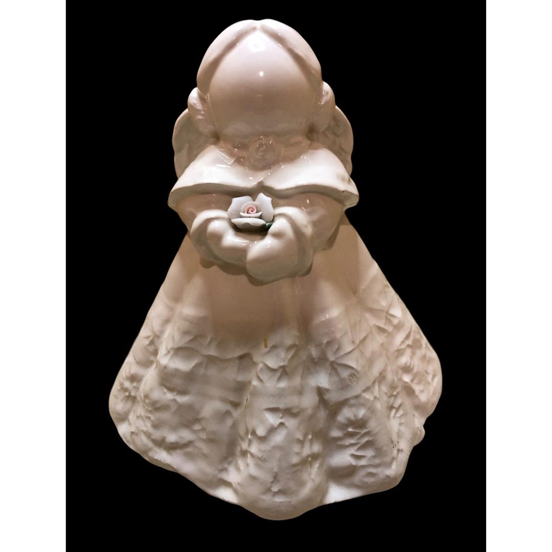 Ceramic Faceless Angel Figurine With Rose in Hands 10" - Etsy