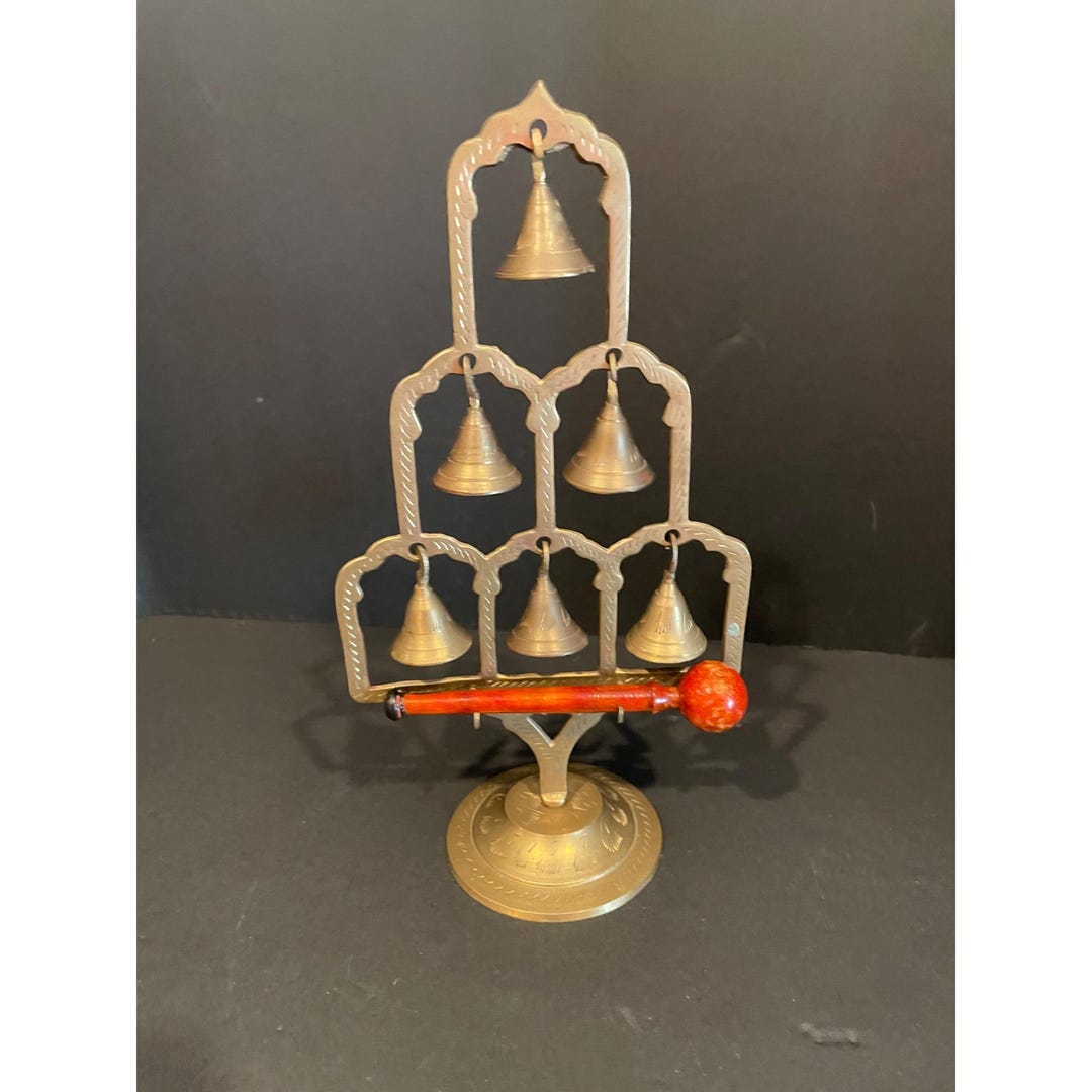 Vintiage Brass 11" Bell Tree With Wooden Mallet Made in India - Etsy