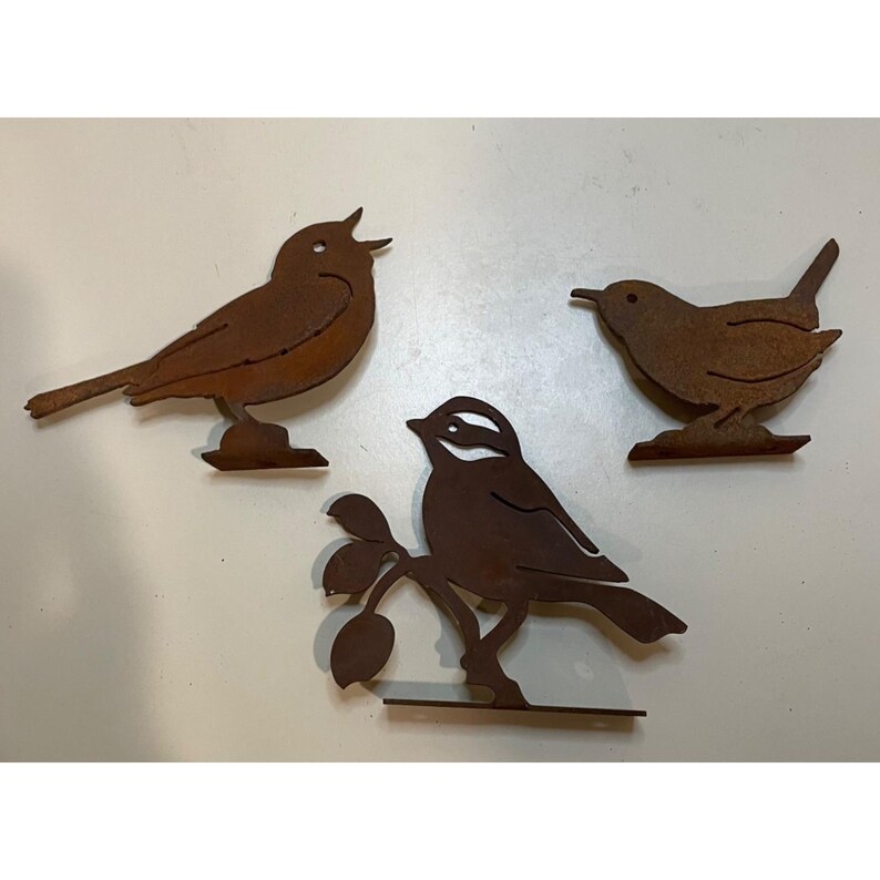 3 Meral Rusty Bird Decor With Base Stand - Etsy