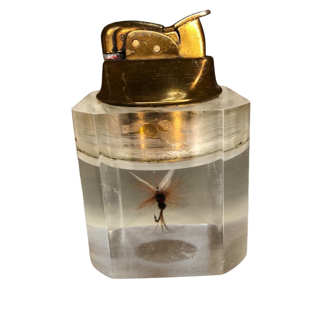 Vintage Fly-fishing Lucite Lighter Holder - Etsy